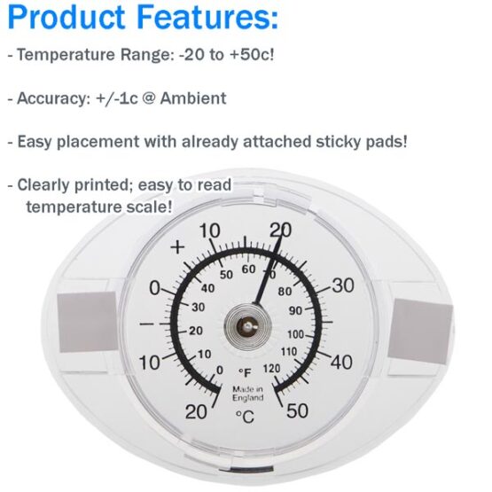 Dial Window Thermometer - Self Adhesive - Thermometer World