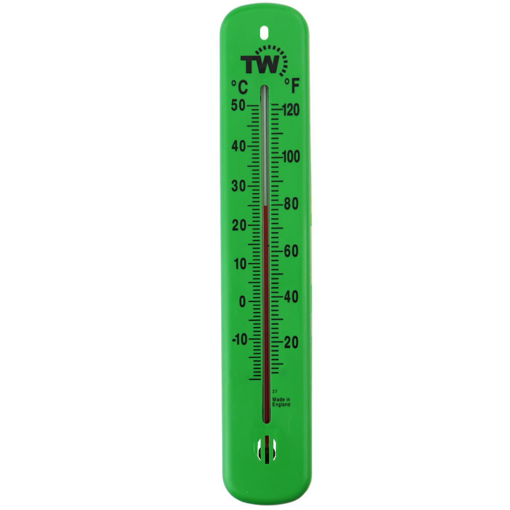 Green 215mm Plastic Wall Thermometer - Thermometer World