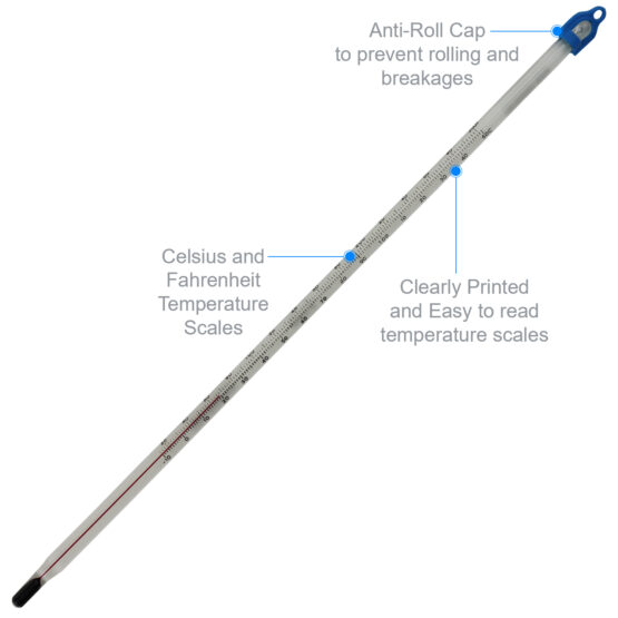 305mm Red Spirit Laboratory Thermometer -10 to +150 Range