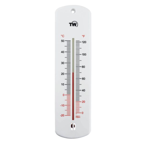 240mm Wall Indoor or Outdoor Thermometer Black & Red Scale - TW